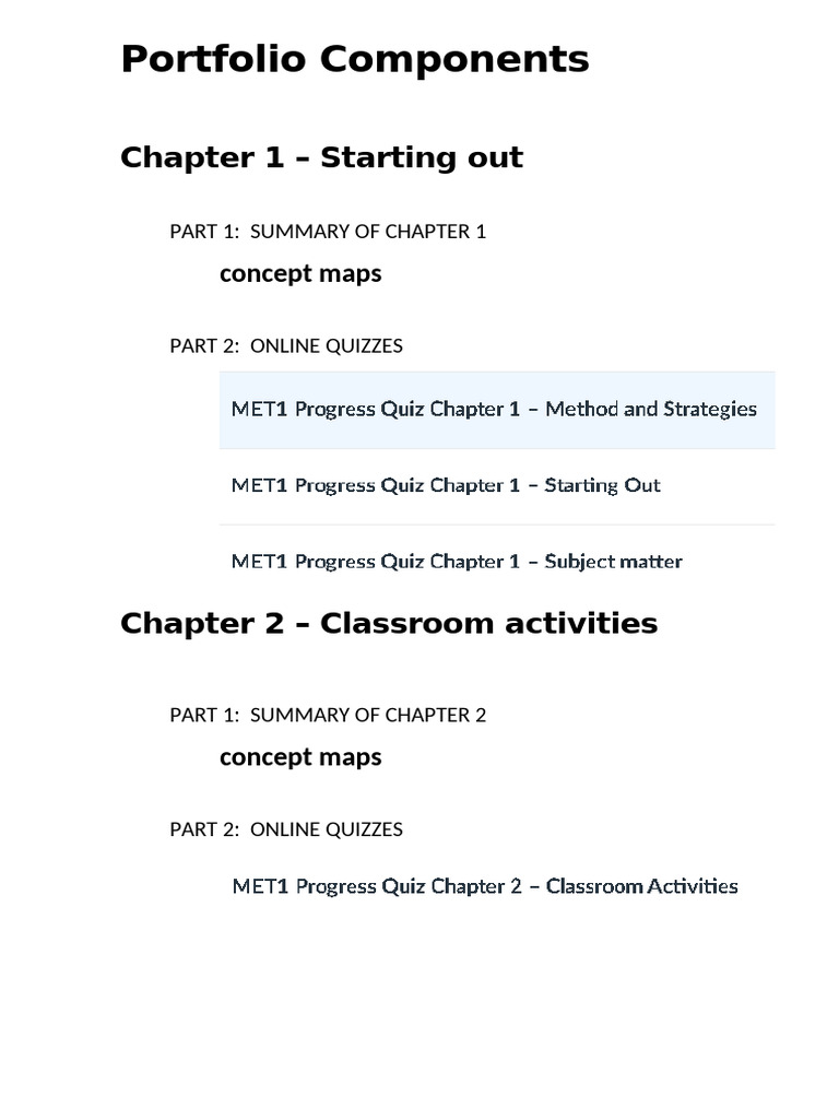 Portfolio Components Met 1 2025 | PDF