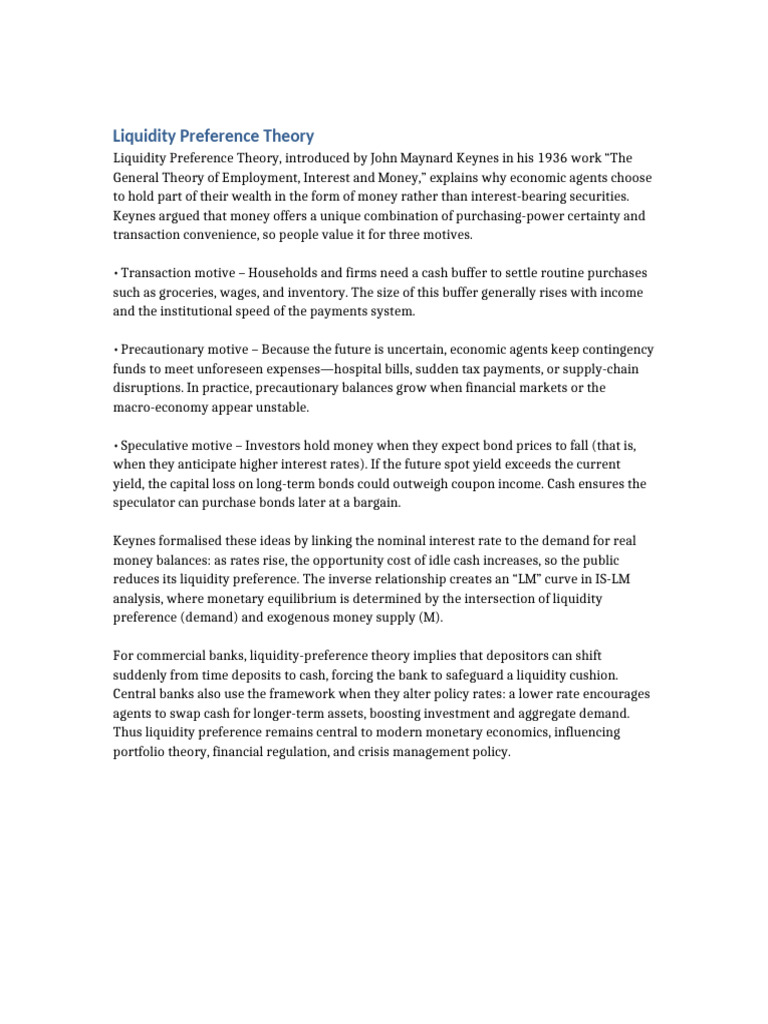 Liquidity Preference Theory | PDF
