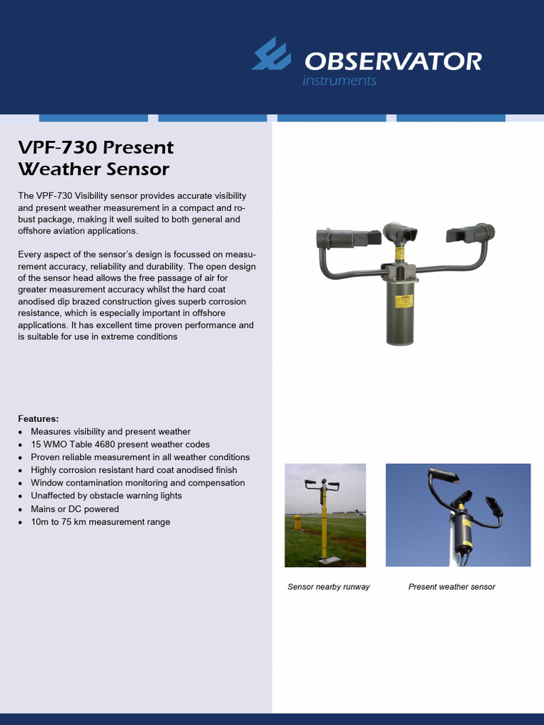 VPF-730 Present Weather Sensor | PDF | Applied And Interdisciplinary Physics