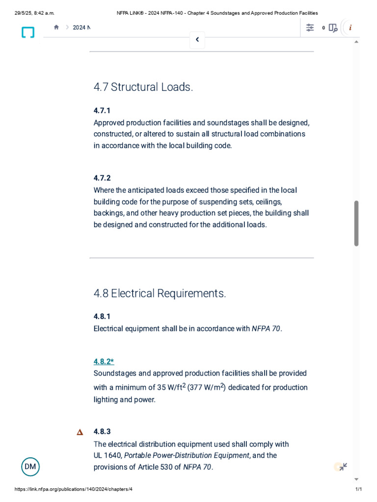 NFPA 140: Soundstage Standards 2024 | PDF