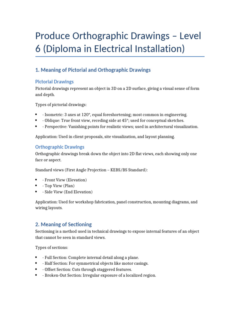 Orthographic Drawings in Electrical Design | PDF
