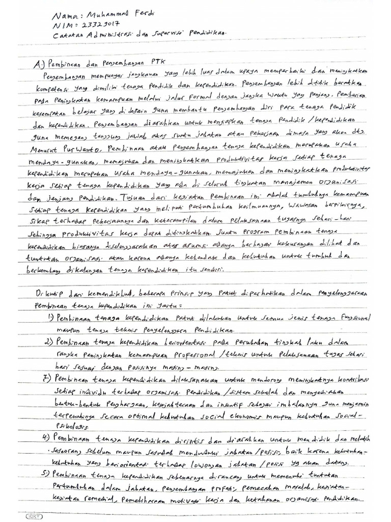 Muhammad Ferdi (23329017) Tugas Minggu Ke 6 Administrasi Dan Supervisi Pendidikan | PDF