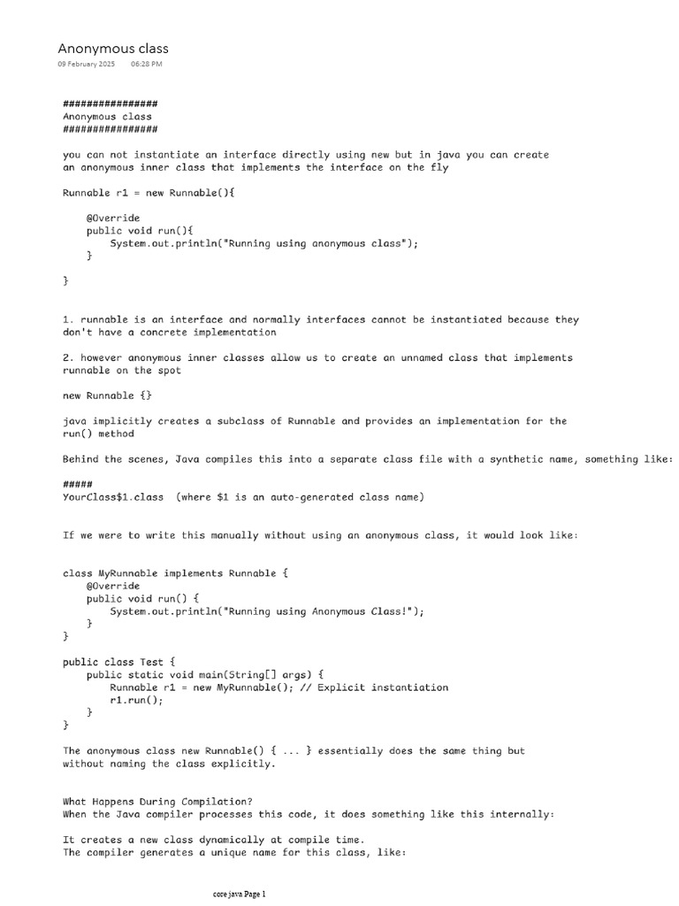 Anonymous Class | PDF