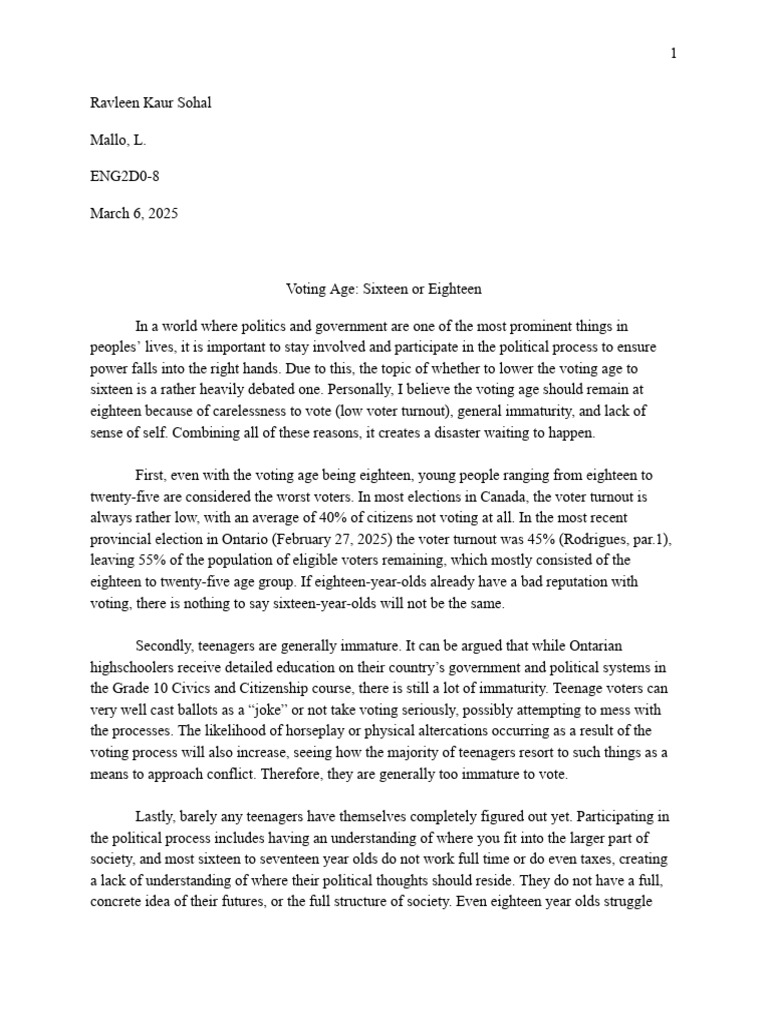 English - Series of Paragraphs Expressing Opinions | PDF | Voting | Voter Turnout