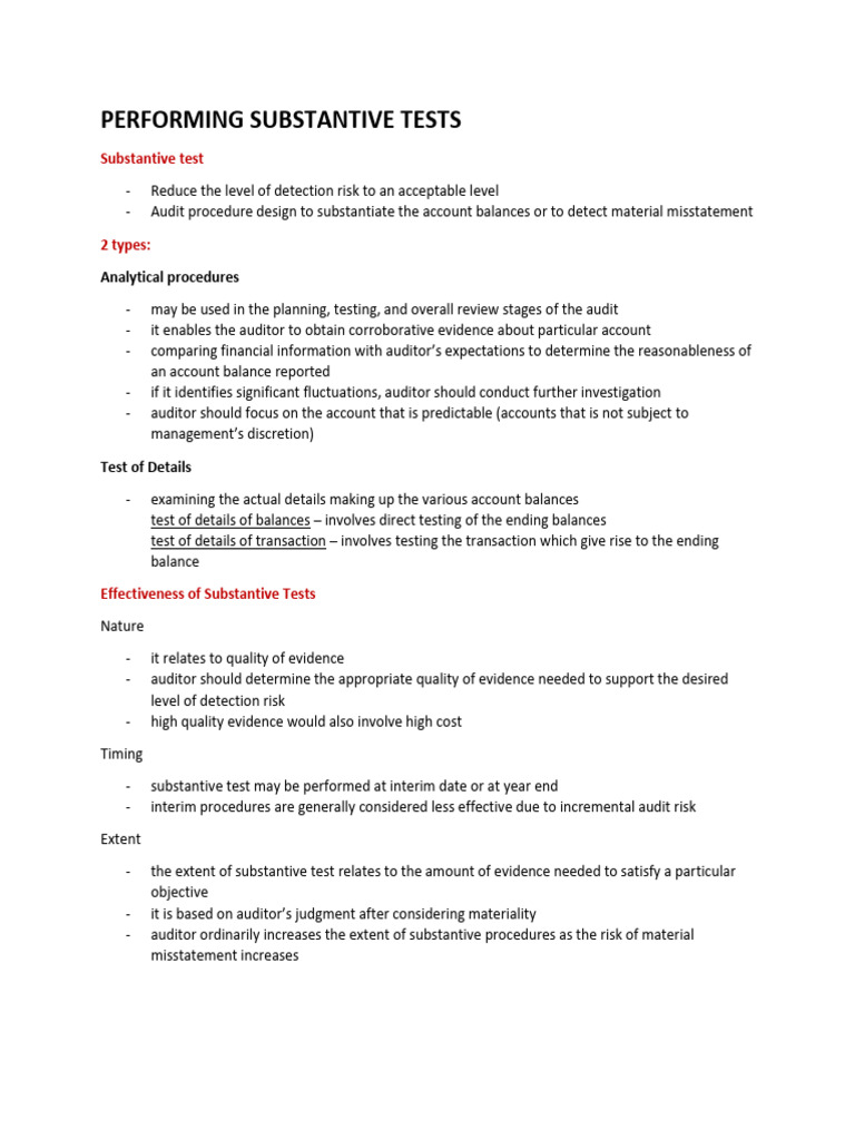 Performing Substantive Tests | PDF | Audit | Business