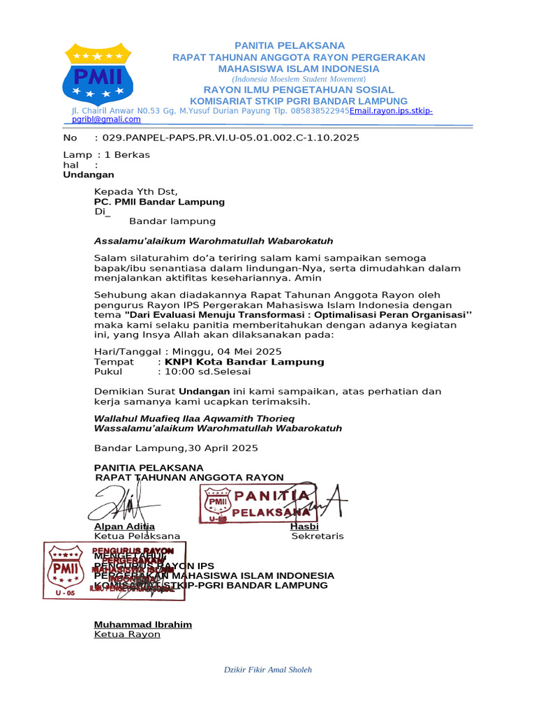 Undangan PC. PMII | PDF