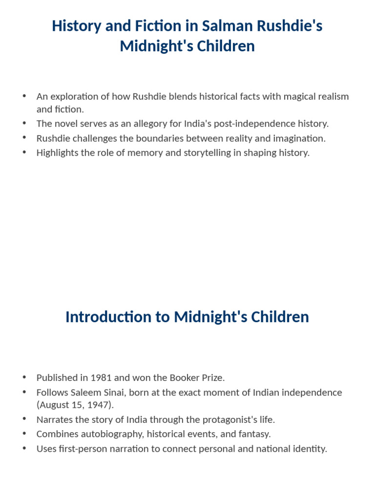 Updated History and Fiction Midnights Children | PDF
