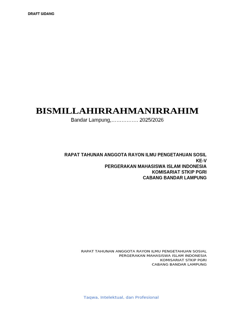 RTAR Ke-V PMII STKIP PGRI 2025-2026 | PDF