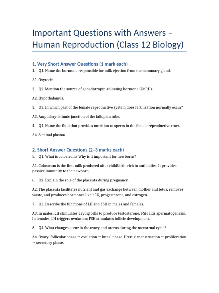 Key Concepts in Human Reproduction | PDF | Menstrual Cycle ...