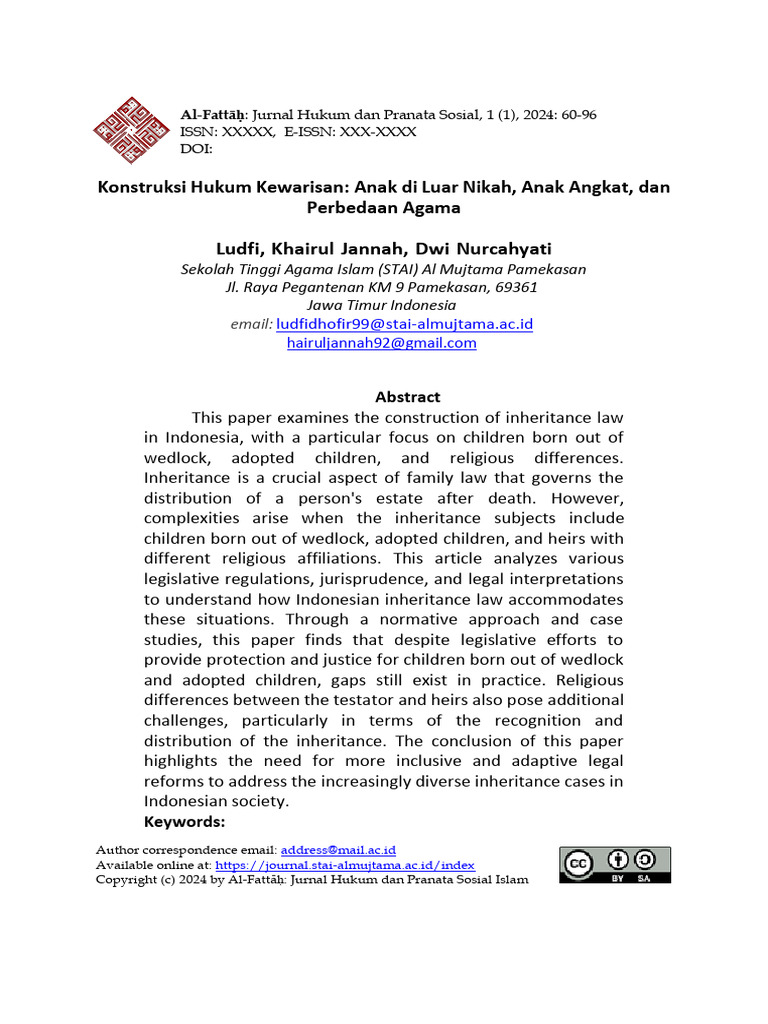 Konstruksi Hukum Kewarisan: Anak Di Luar Nikah, Anak Angkat, Dan Perbedaan Agama Ludfi, Khairul ...