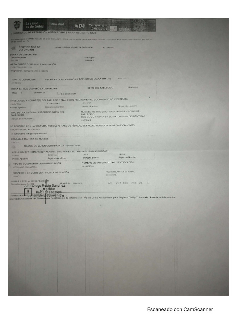 Certificado defunción | PDF