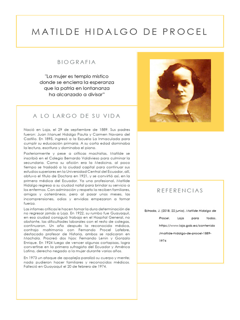 Biografia Matilde Hidalgo de Procel | PDF