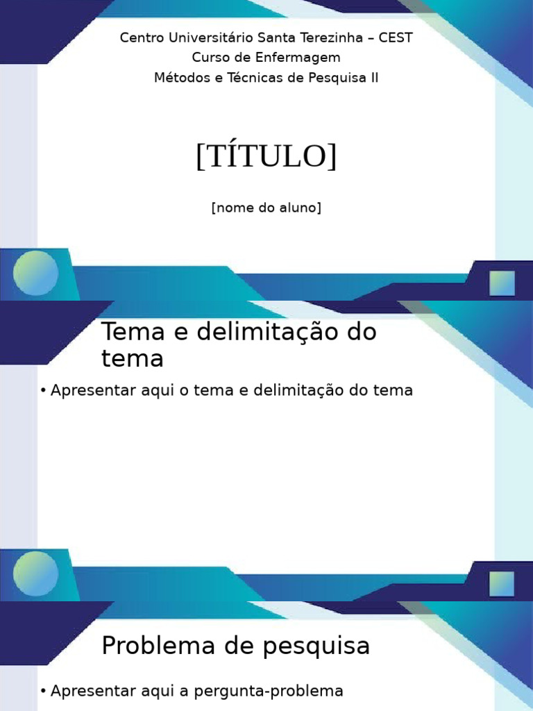 Modelo de Apresentação MTP II Enfermagem 2025.1 | PDF