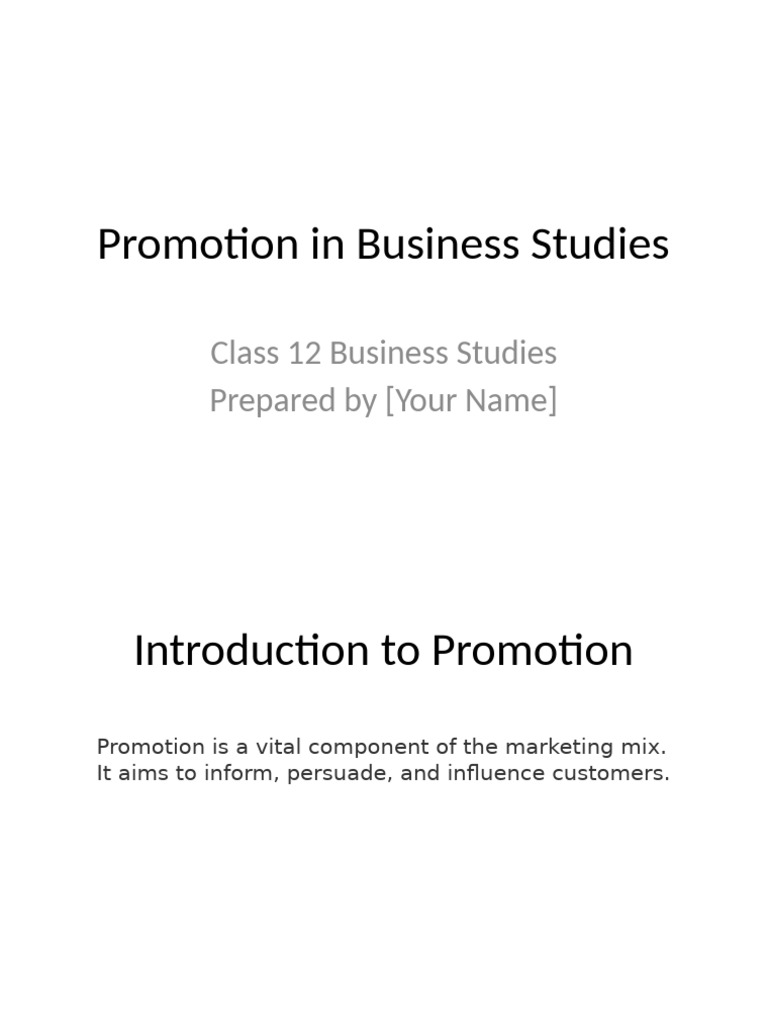 Understanding Promotion in Business Studies | PDF