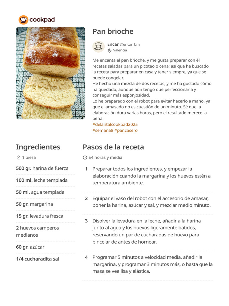 2 Pan Brioche Receta de Enca | PDF | Panes | Preparación de comida y bebida