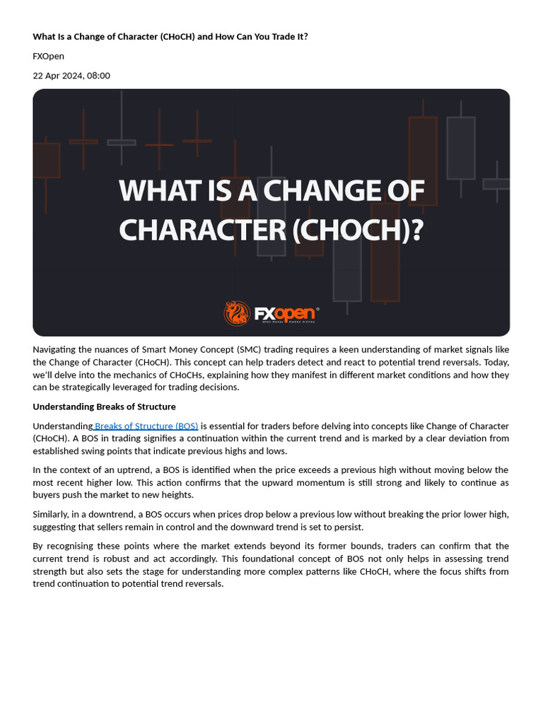 Understanding CHoCH in Trading | PDF | Market Trend | Market (Economics)