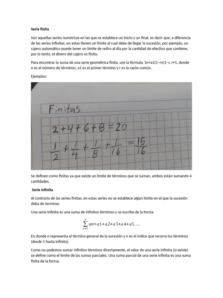 Series Finitas e Infinitas en Cálculo | PDF | Integral | Series ...
