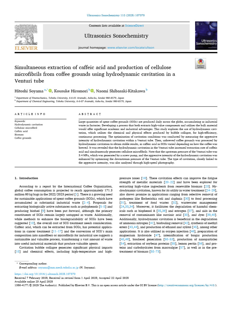 Extracting Caffeic Acid from Coffee Grounds | PDF | High Performance ...