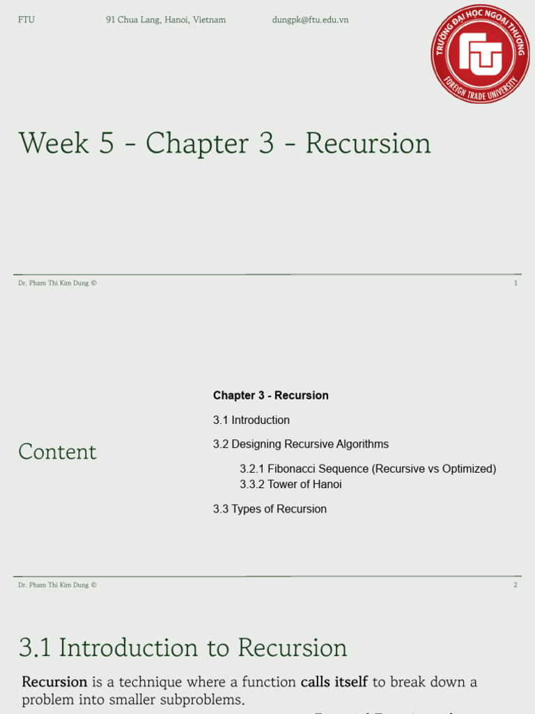 Week 5 - Chapter 3 - Recursion | PDF | Mathematical Analysis | Theoretical Computer Science