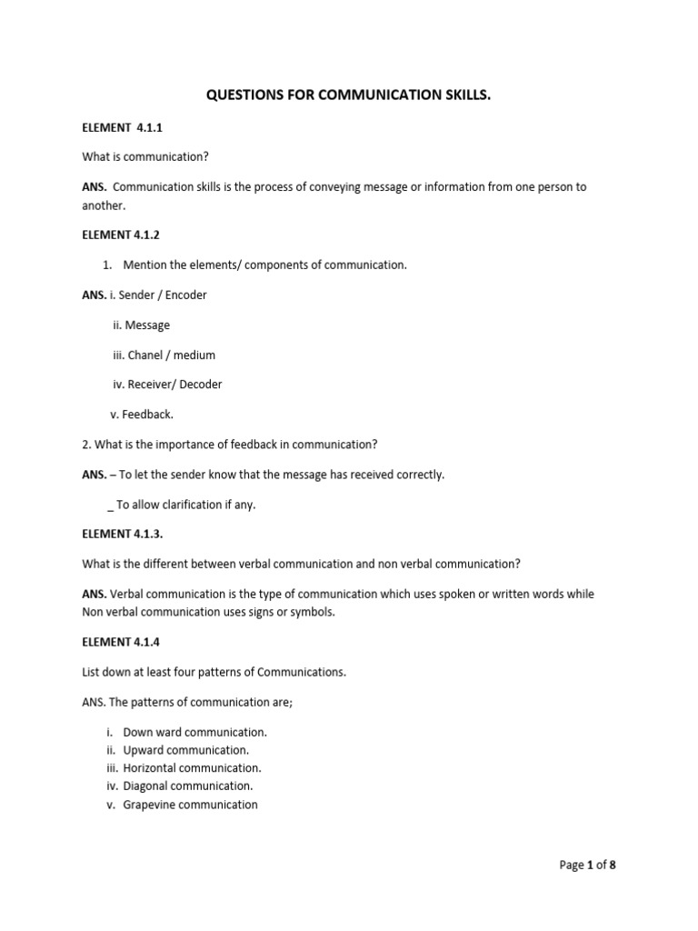 Communication Question 1 | PDF | Communication | Nonverbal Communication