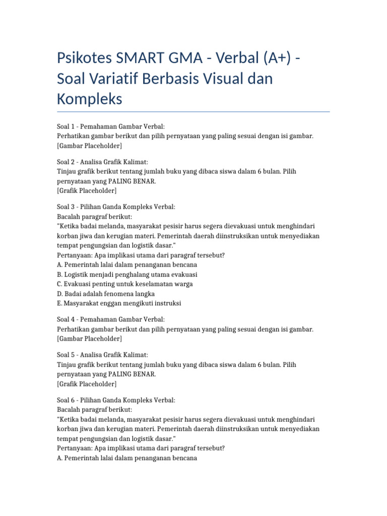 Psikotes SMART GMA - Verbal A+ | PDF