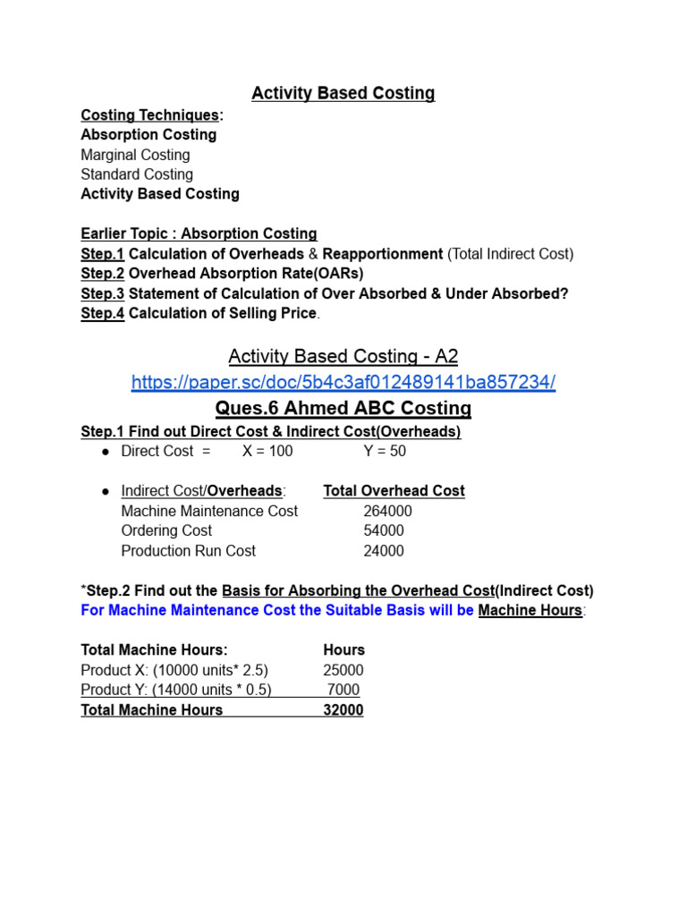 Activity Based Costing - A2 | PDF | Financial Economics | Financial ...