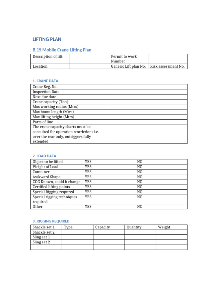 Editable Lifting Plan | PDF | Crane (Machine)