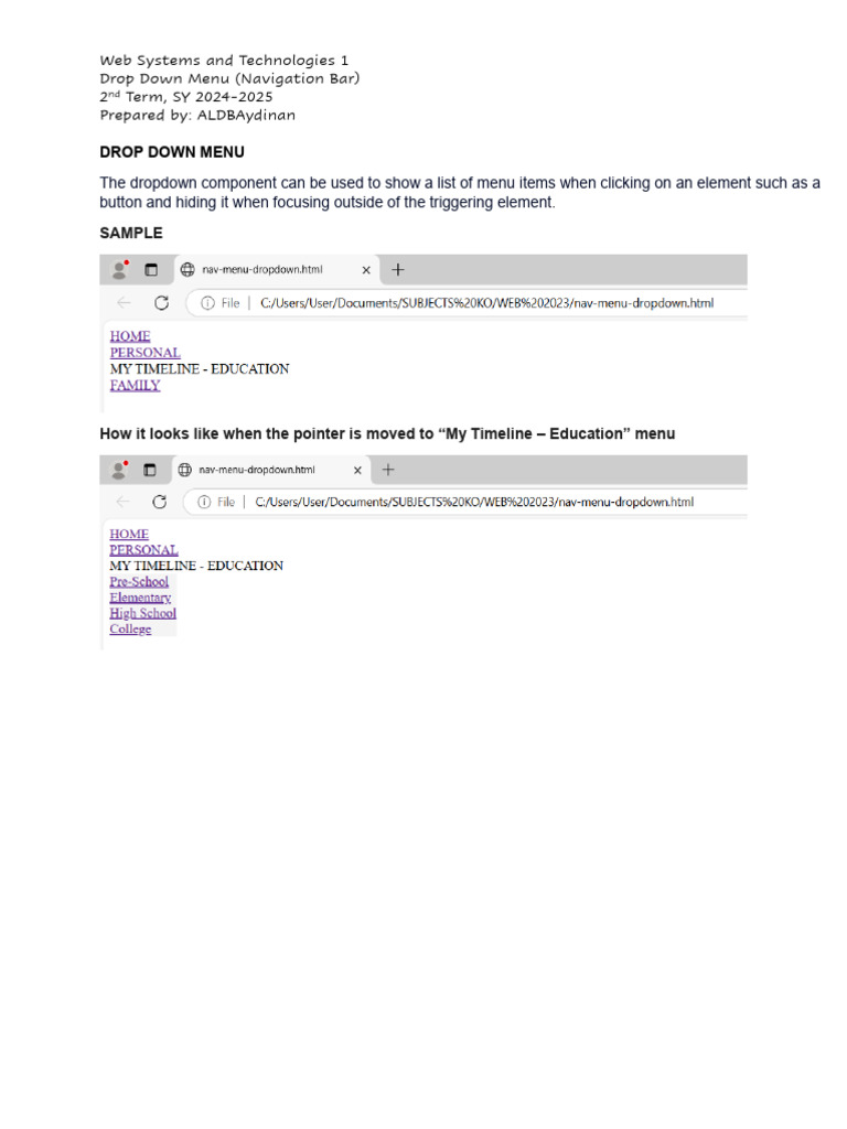 Drop Down Menu | PDF