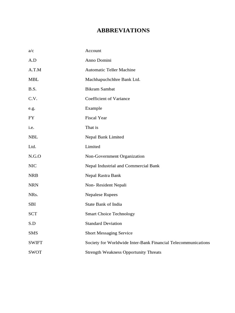 List of Abbreviation | PDF