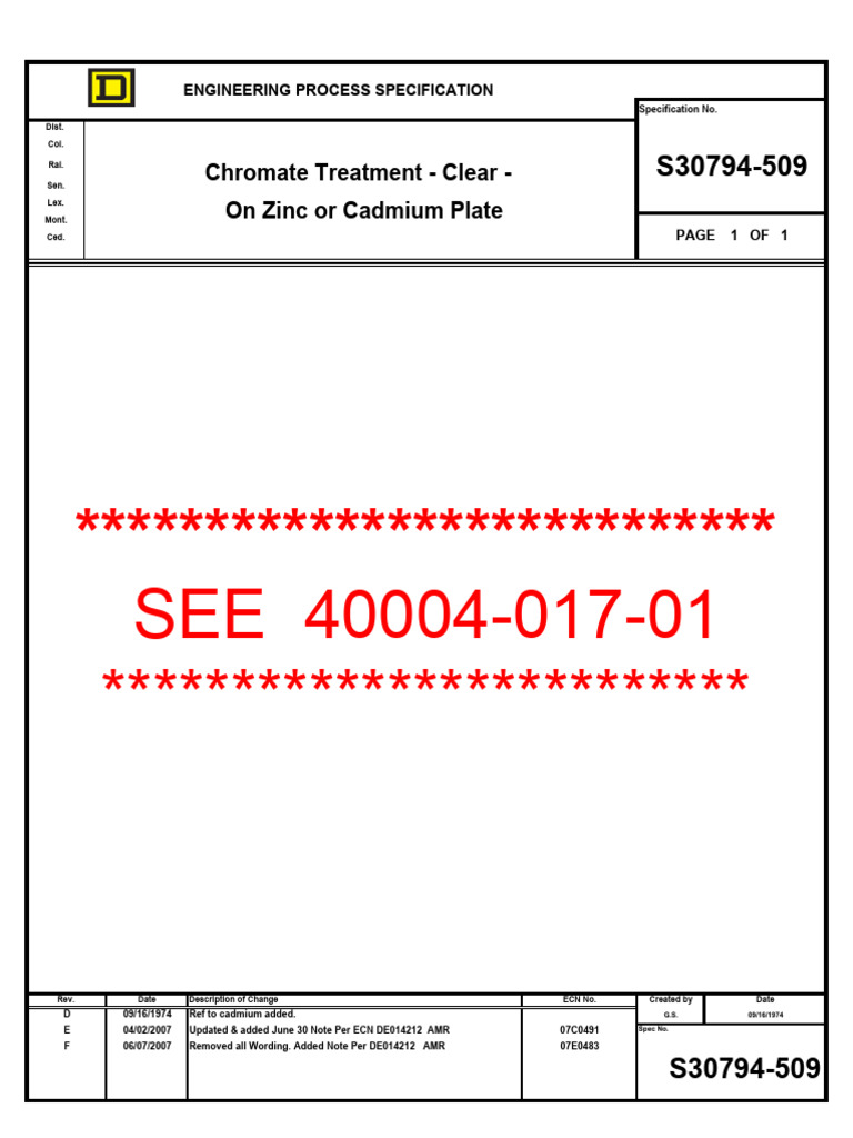 Chromate Treatment - Clear - On Zinc or Cadmium Plate: Engineering ...