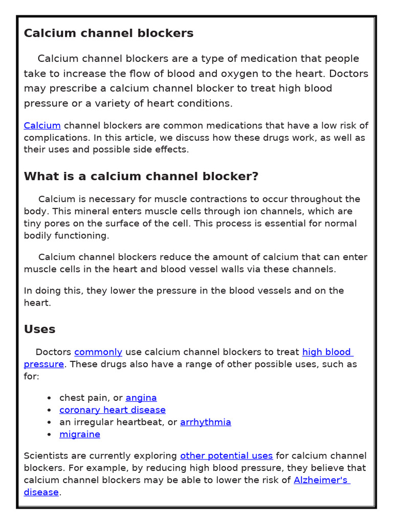 Calcium Channel Blockers | PDF | Heart | Clinical Medicine