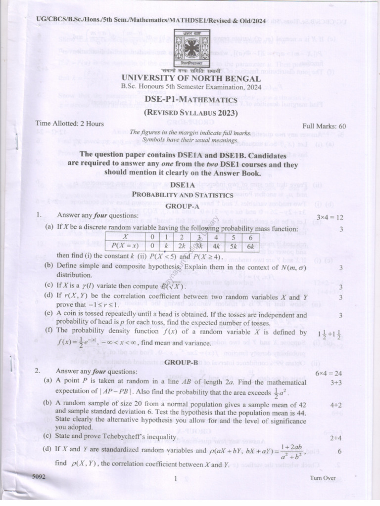 DSE P1 Mathematics 1 | PDF