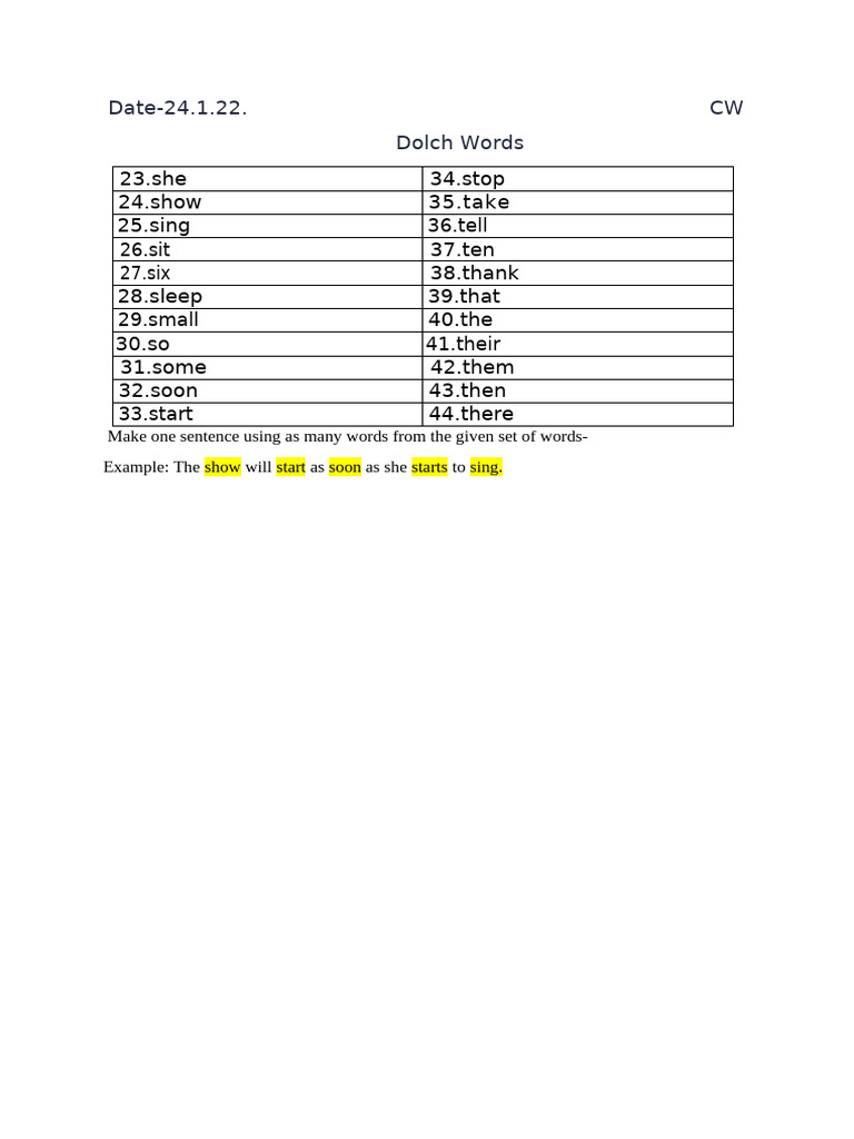 English Subsi Work For Gr1 24jan | PDF