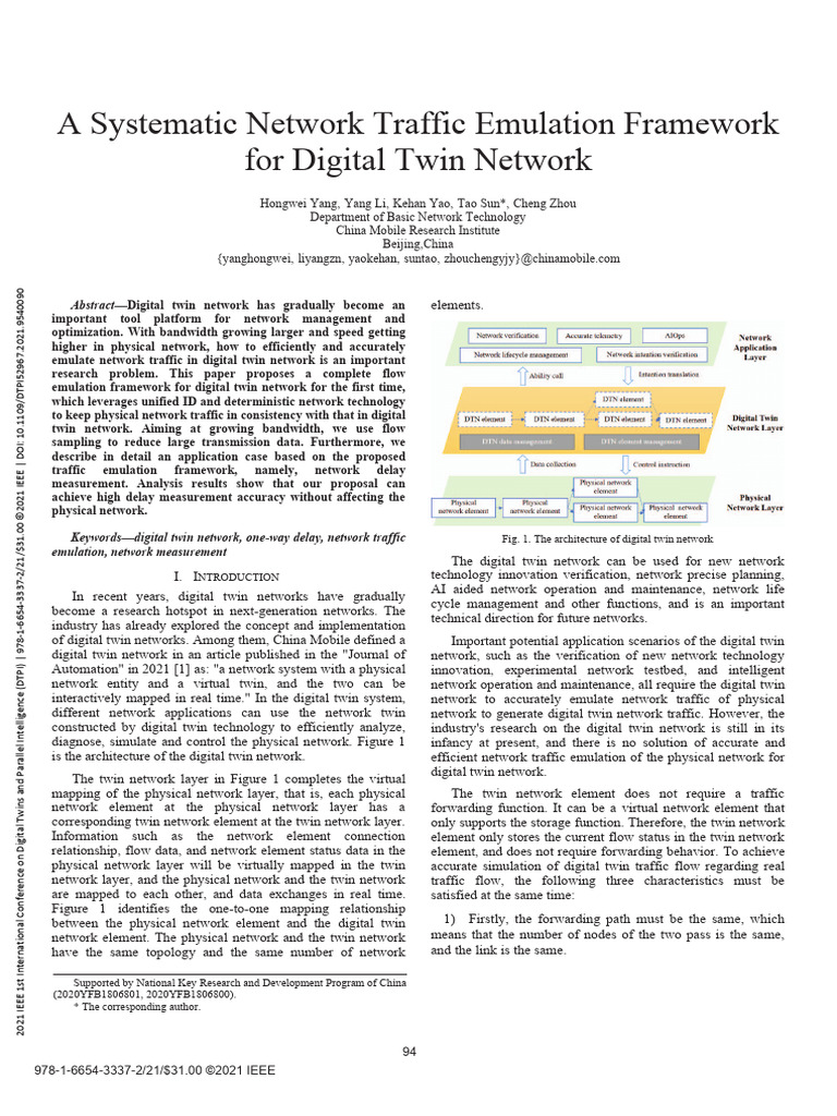 A Systematic Network Traffic Emulation Framework For Digital Twin Network | PDF | Computer ...