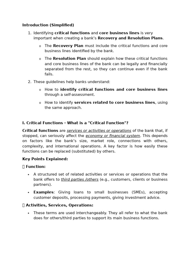 Identifying Critical Banking Functions | PDF | Banks | Market (Economics)