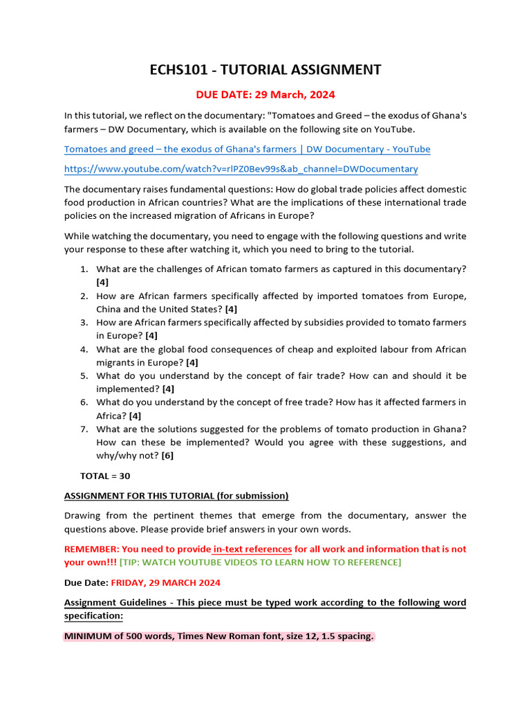 Tutorial 1 Assignment 2024 | PDF | Plagiarism