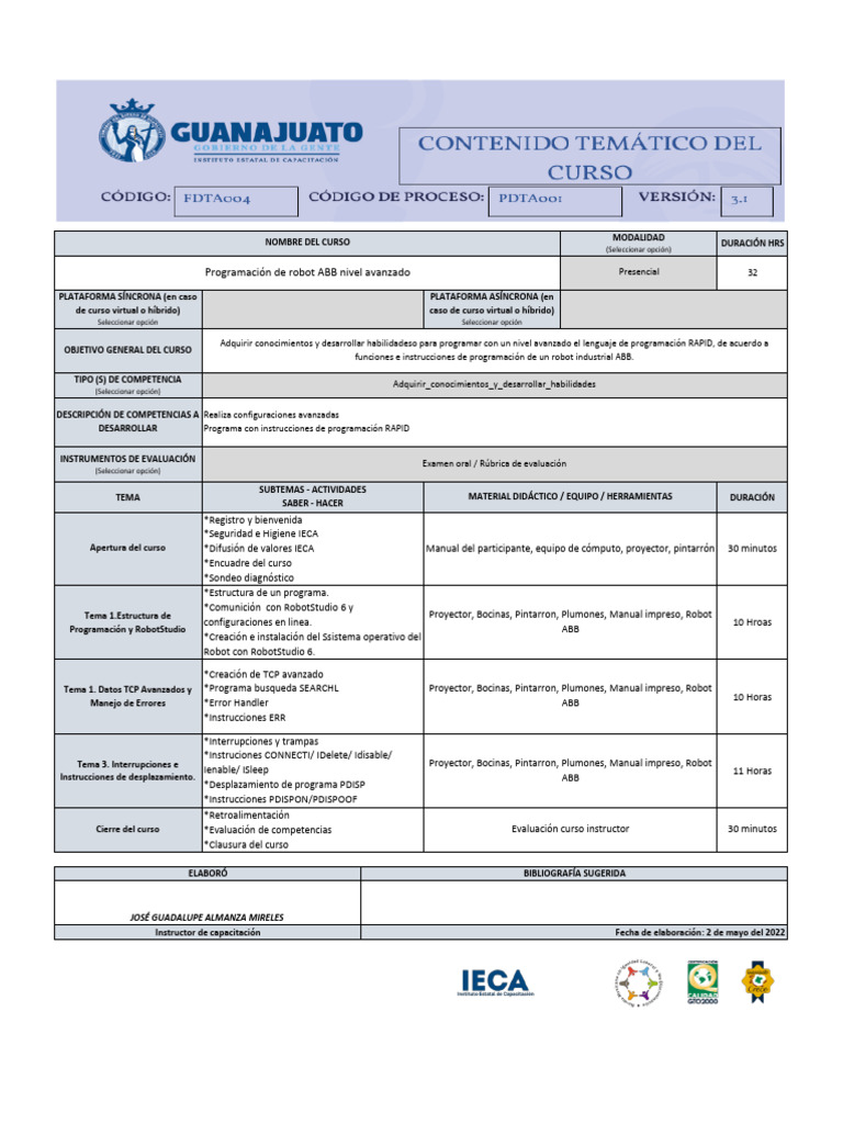 Programación de Robot ABB Nivel Avanzado | PDF | Ingeniería Informática ...
