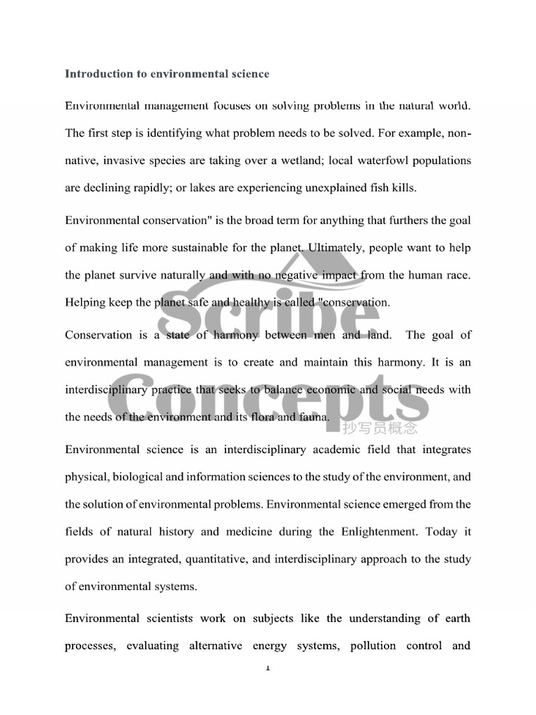 1. Introduction to Environmental Science | PDF