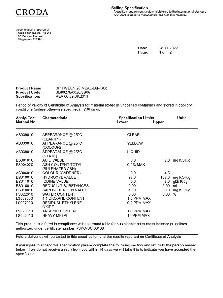 SP TWEEN 20 MBAL-LQ Specification Document | PDF | Specification ...