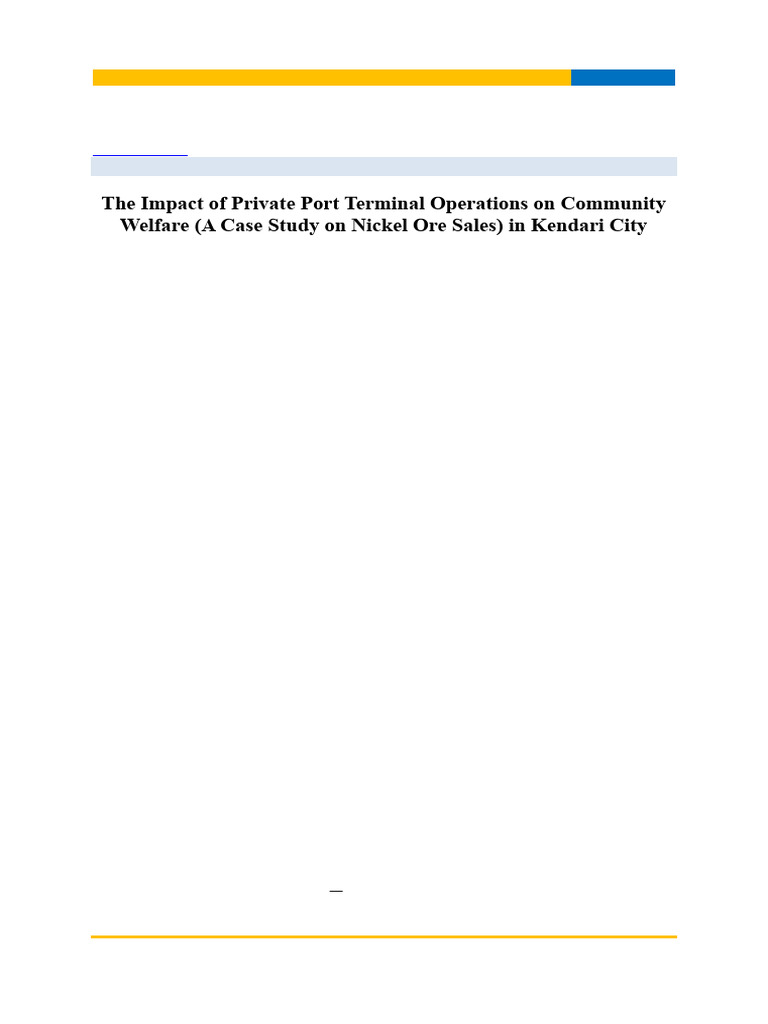 The Impact of Private Port Terminal Operations On Community Welfare (A ...