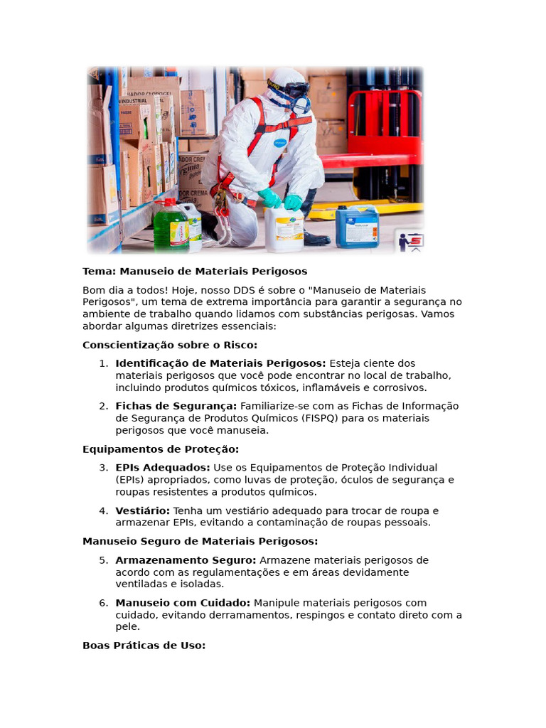 Manuseio Seguro de Materiais Perigosos | PDF