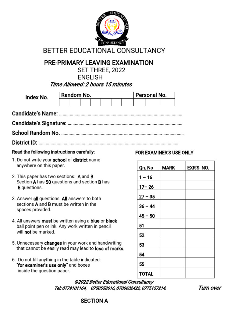 Better Educational Consultancy Pre-Ple Eng Set 3 | PDF