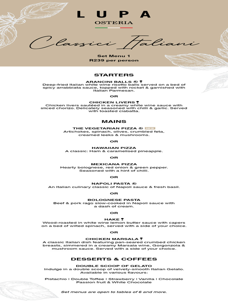 2706 - Lupa Festive Set Menu 2024 - 5a | PDF | Italian Cuisine | Sauce