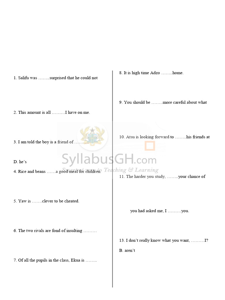 2022 Bece Mock English 1 | PDF