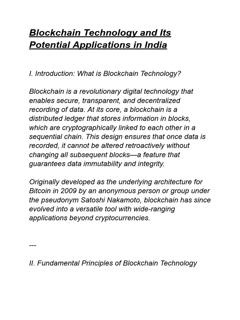 Blockchain Technology and It's Applications | PDF