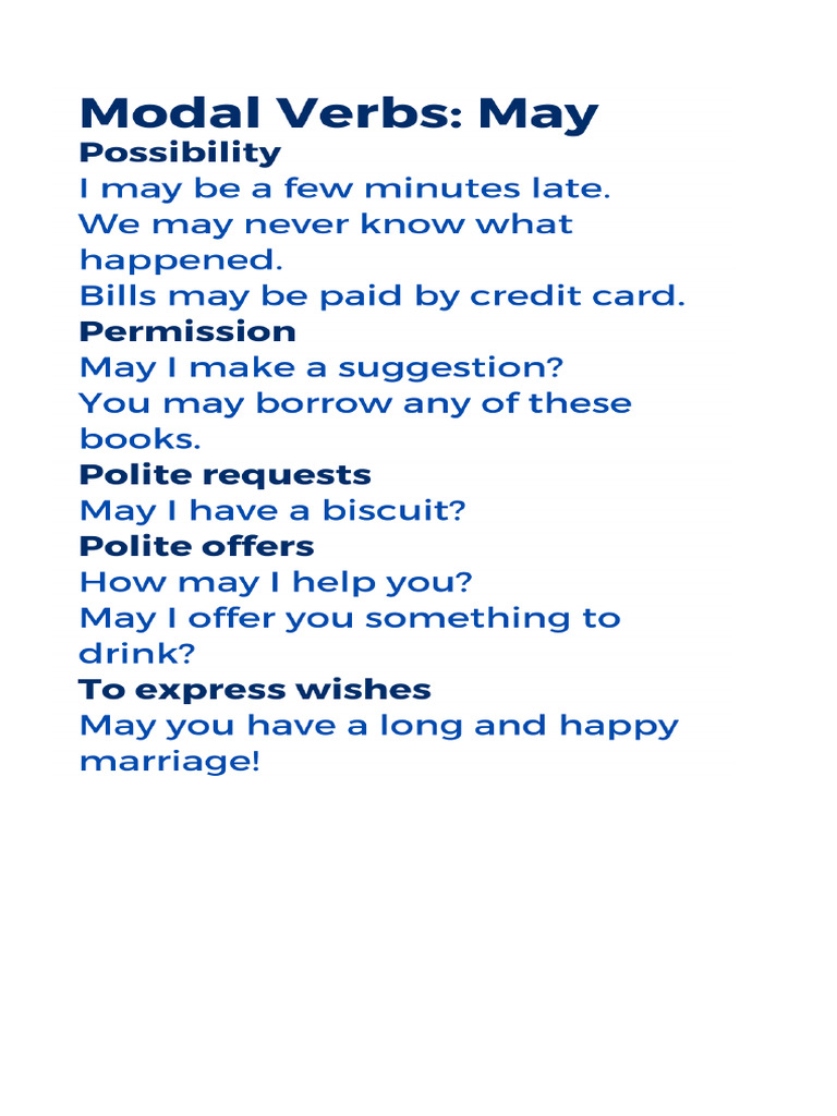 Modal Verbs May | PDF