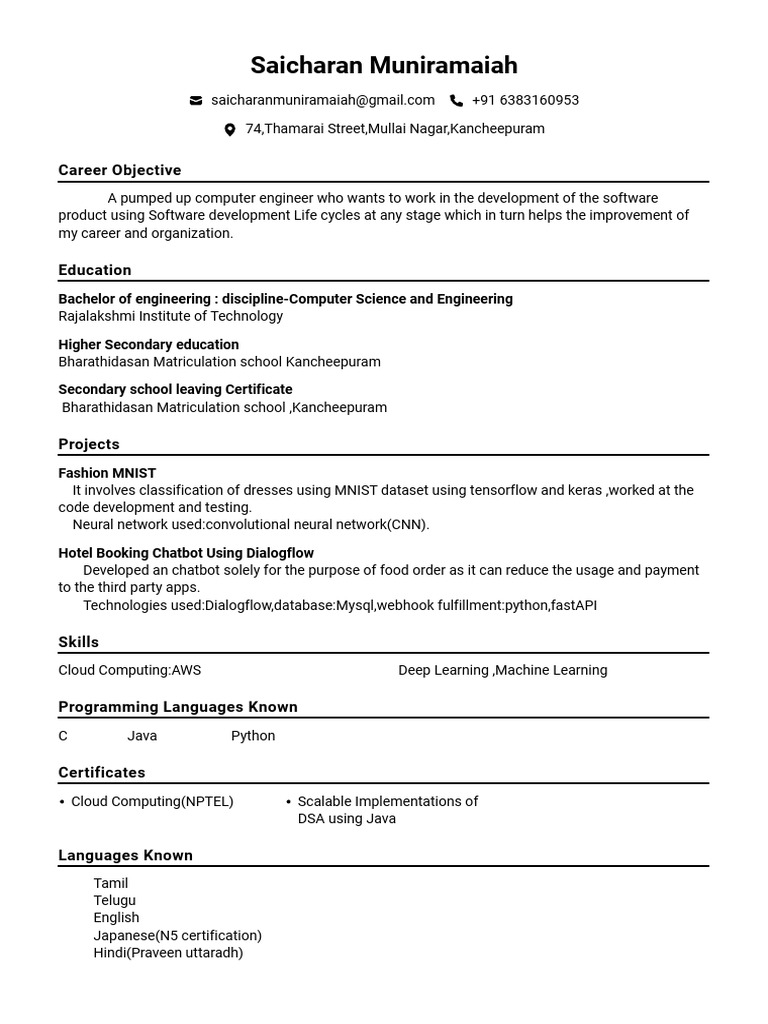 Saicharan Resume | PDF