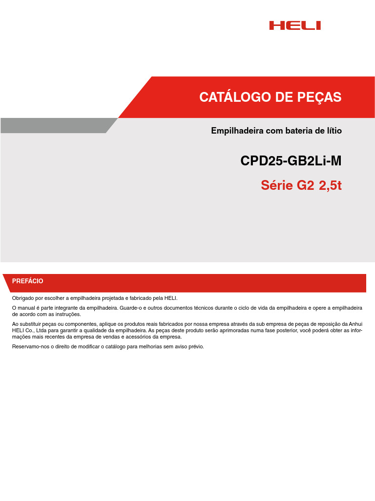 Catálogo de Peças Empilhadeira Heli CPD25 | PDF | Eixo | Pneu