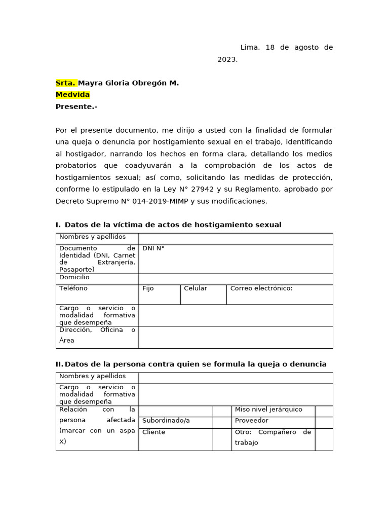 Formato de Queja | PDF