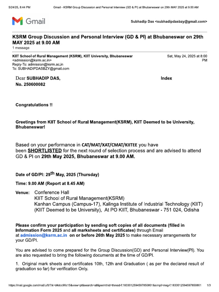 Kiit GD Pi Letter | PDF